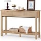 47.2" Console Table with 3 Drawers & Open Shelf, Modern Wood 2-Tier Entryway Table, Natural Oak ...